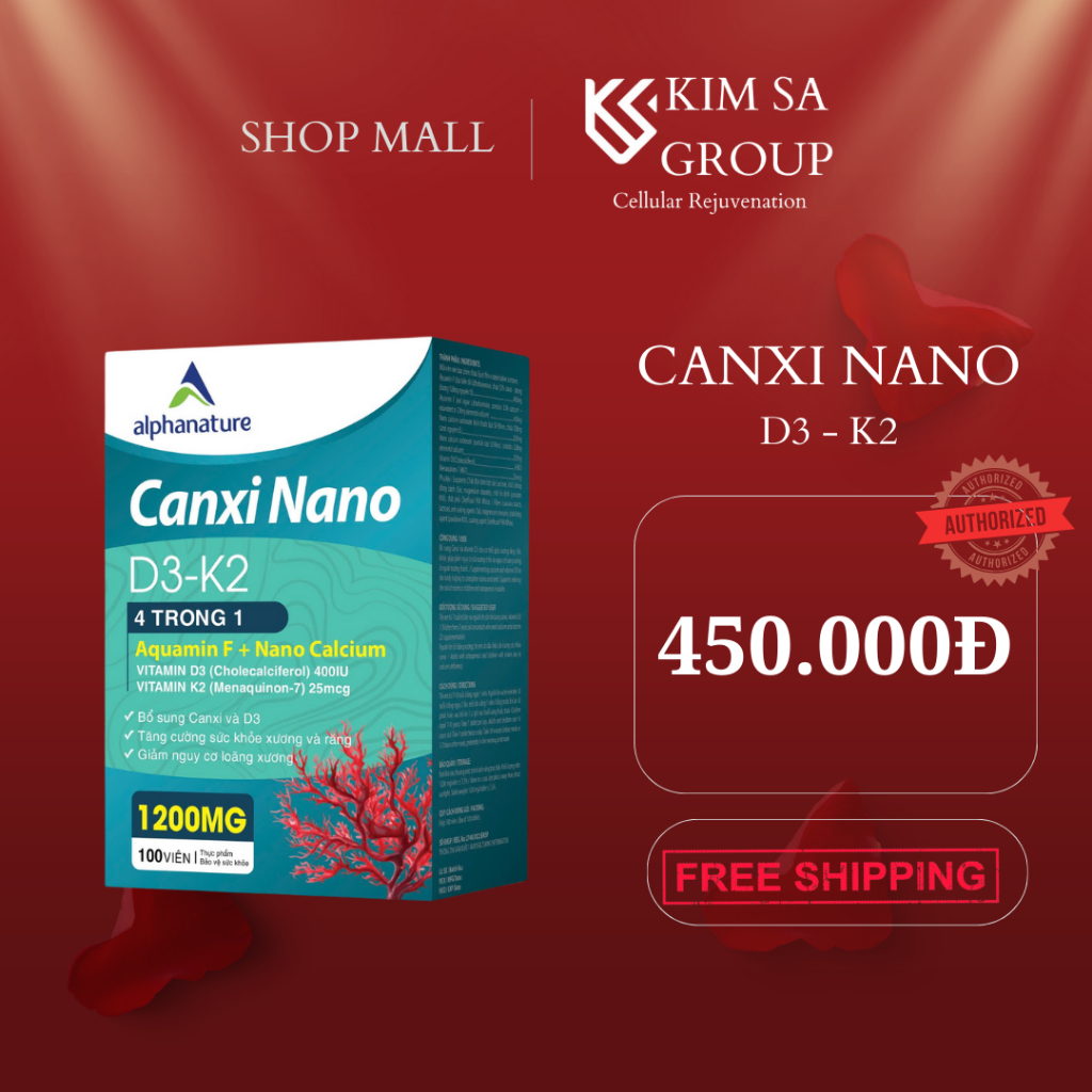 Canxi hữu cơ nano Tảo Biển Alpha Nature 100 viên, Hỗ trợ bổ sung canxi [TẶNG THỎ 80CM NGẪU NHIÊN ...