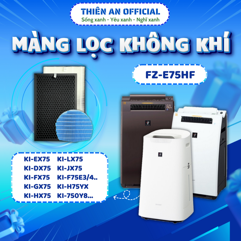 Màng lọc không khí Sharp: KI-EX75,KI-DX75,KI-FX75,KI-GX75,KI-LX75,... Màng lọc Hepa, màng lọc ...