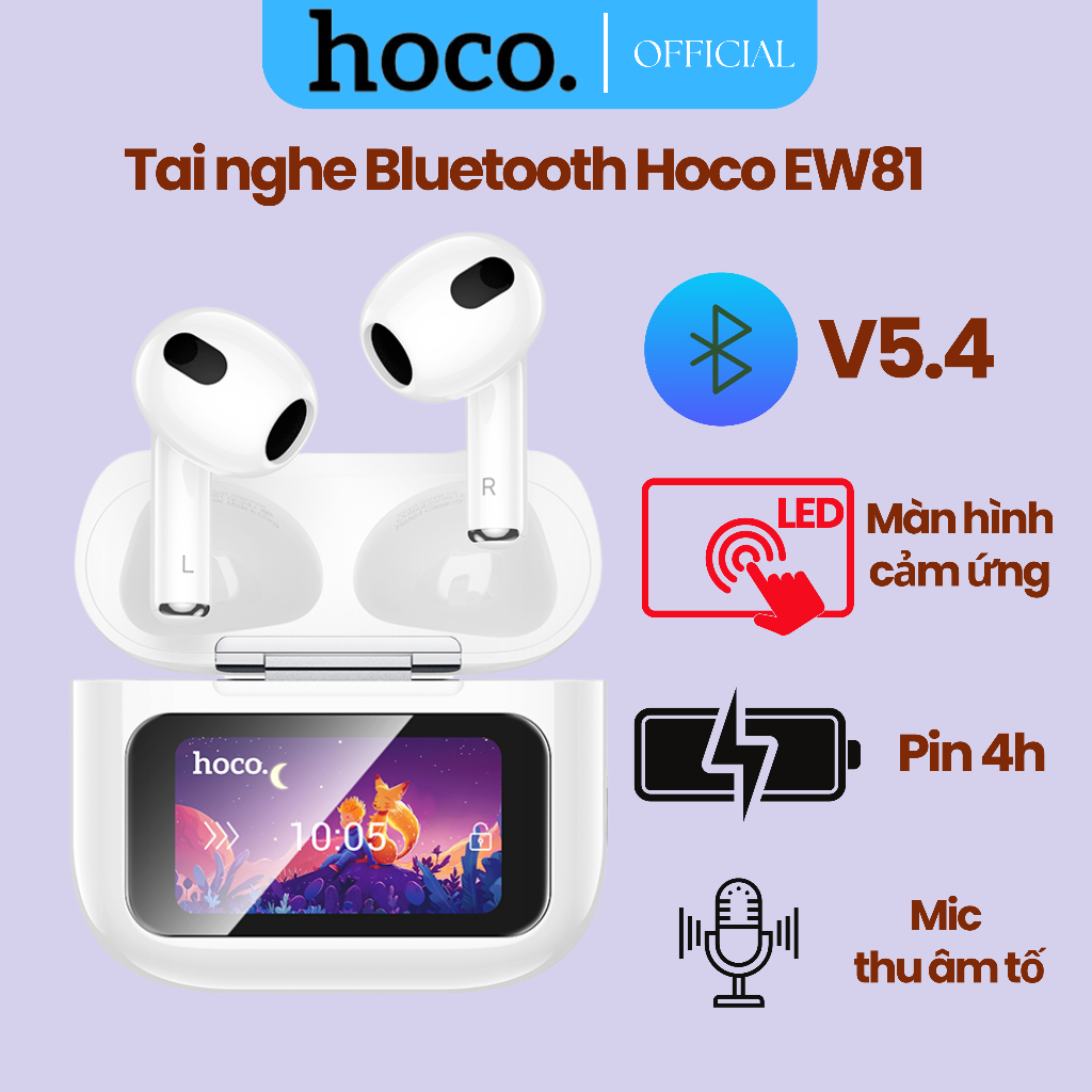 Tai nghe Bluetooth 5.4 màn hình cảm ứng thông minh Led Hoco EW81, Chụp ...
