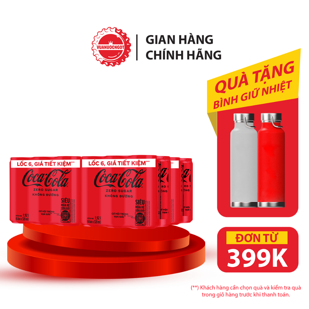 Lốc 24 Lon Nước Giải Khát Không Đường Coca-Cola Zero 320ml/Lon Sale 25. ...
