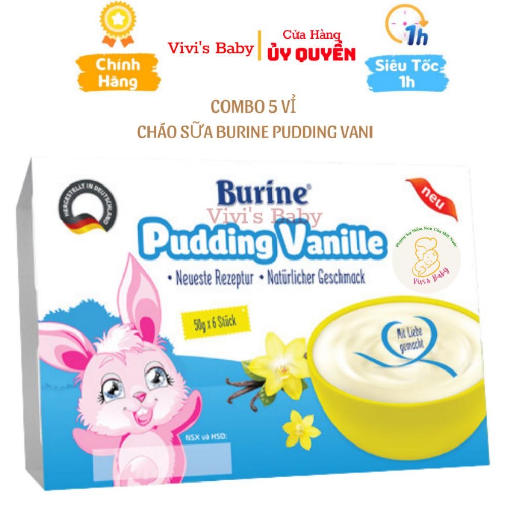 [Combo 5 Vỉ] Cháo sữa Burine HiPP ăn dặm Pudding Vani [1 Lốc 6 Hũ ...