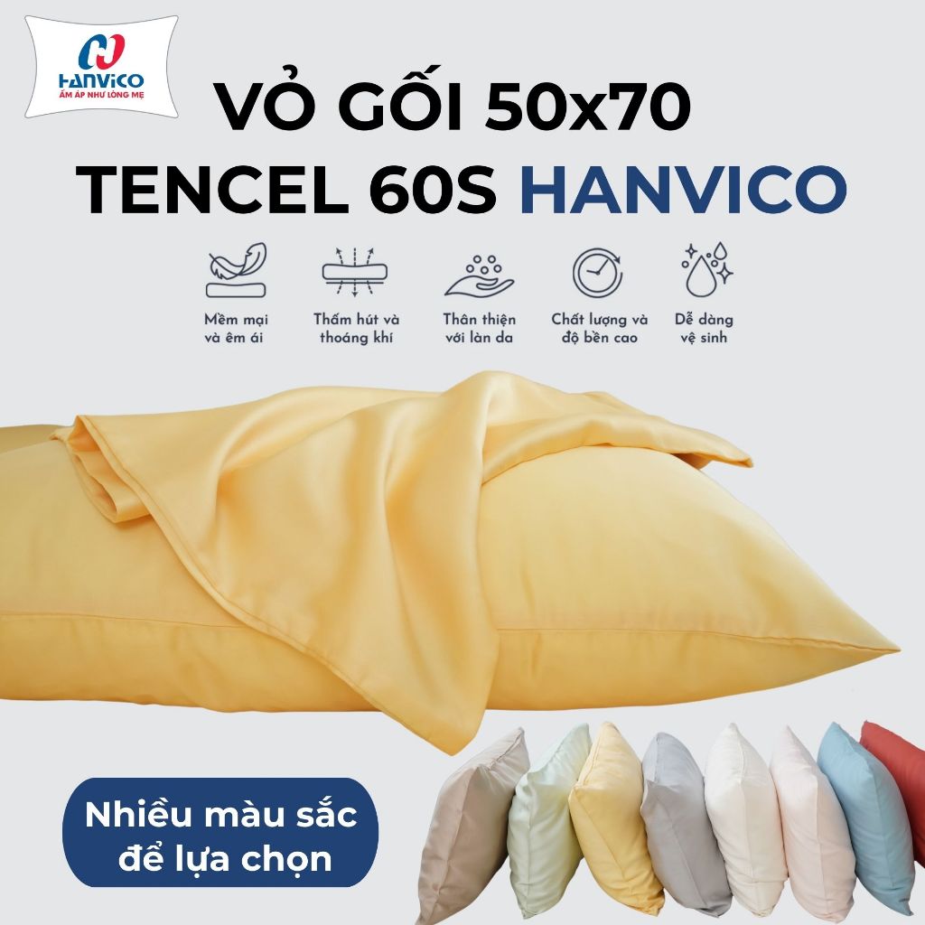 Vỏ gối Lụa Tencel 60s trơn màu 50x70cm HANVICO, áo gối 100% Tencel 60s cao cấp | Shopee Việt Nam