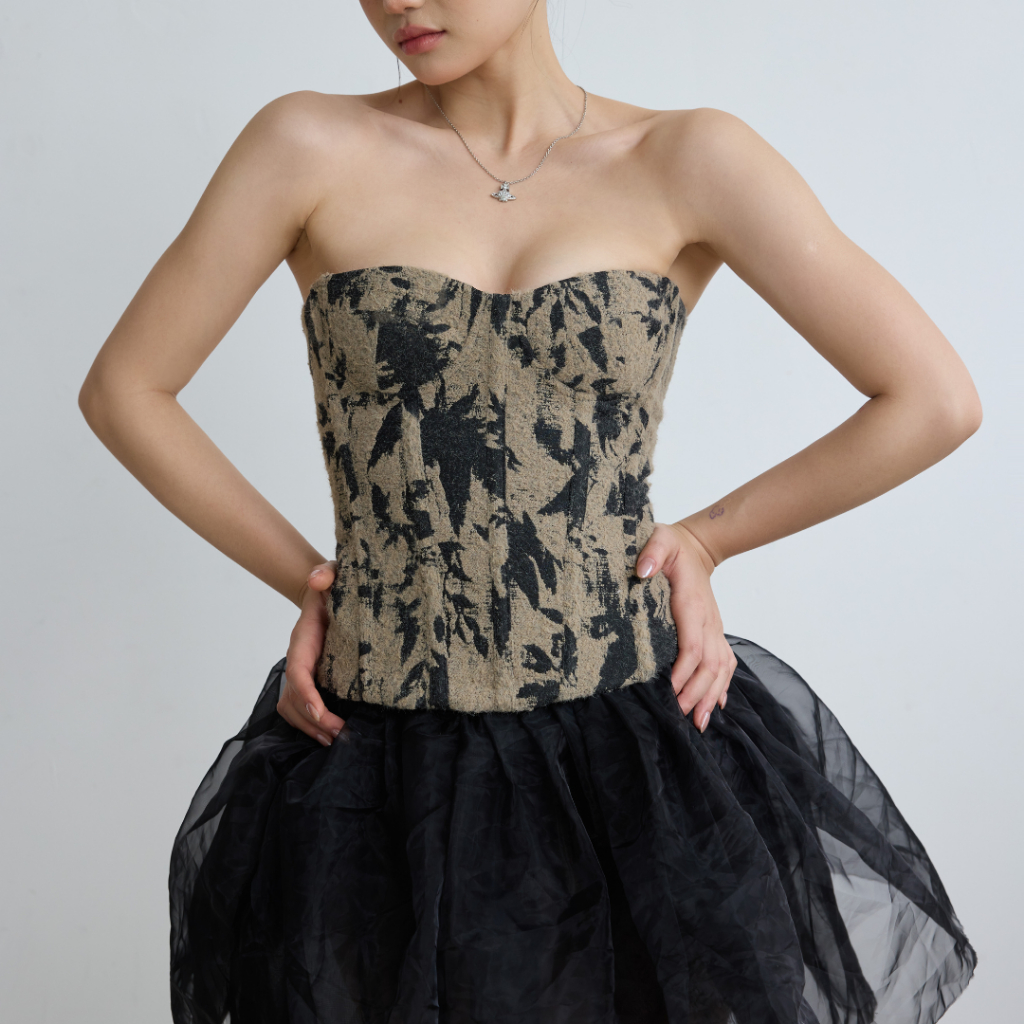 Áo Corset nữ cúp ngực Chặt Chém Corset dáng ôm có dây buộc phía sau ...