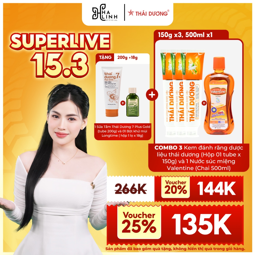 [VHL x STD] Mua 3Kem đánh răng TD 150gx3 và 1 Nước súc miệng Valentine 500ml Tặng 1 Sữa Tắm 200g ...