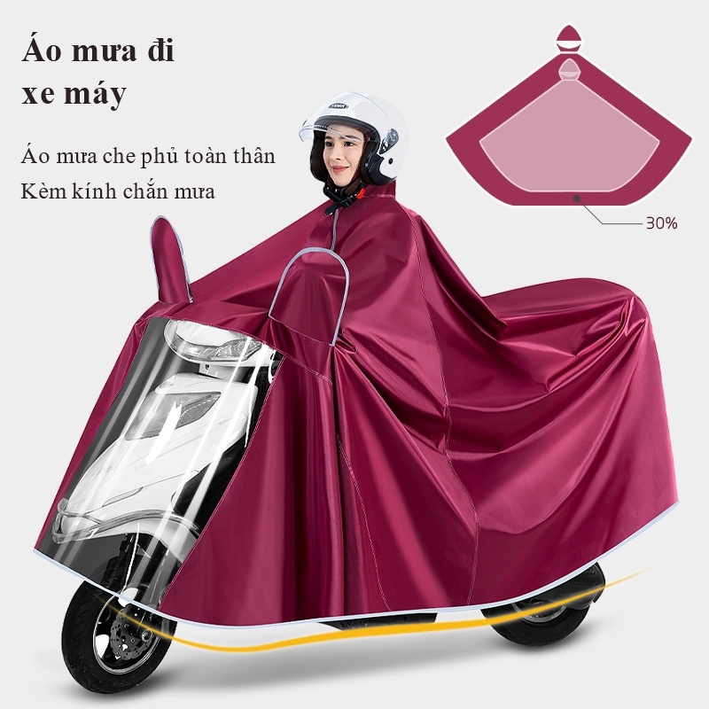 Áo mưa xe máy OSIDEN áo mưa xẻ tà có kính chắn mưa phản quang 1 người 2 ...