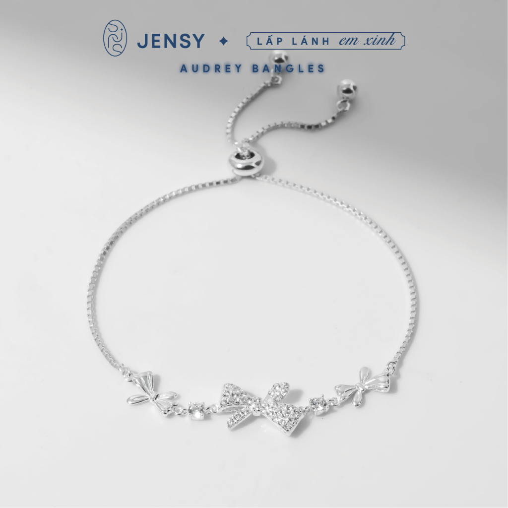 Lắc Tay Bạc Nữ Cao Cấp JENSY Nơ Siêu Sang Chảnh Mix Đá Dây Rút Audrey ...