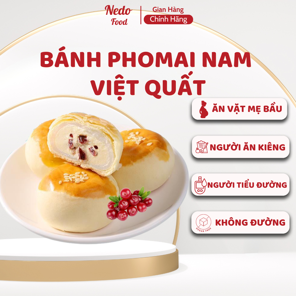 Bánh phô mai nam việt quất Nedo Food bánh nướng phomai không đường mềm ...