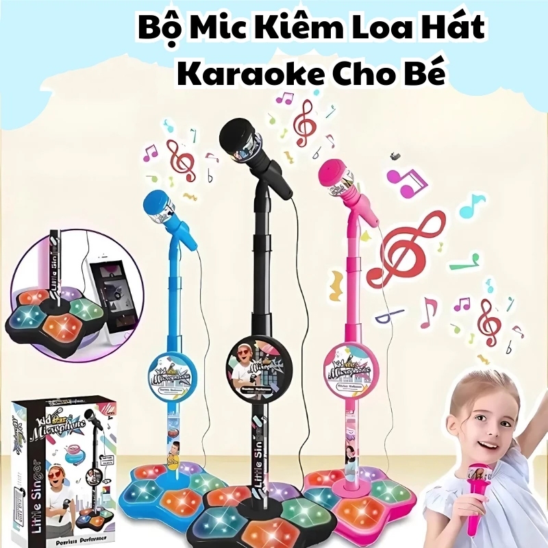 Bộ Mic Cây Kiêm Loa Hát Karaoke Kid Star Microphone Cho Bé, Kết Nối ...