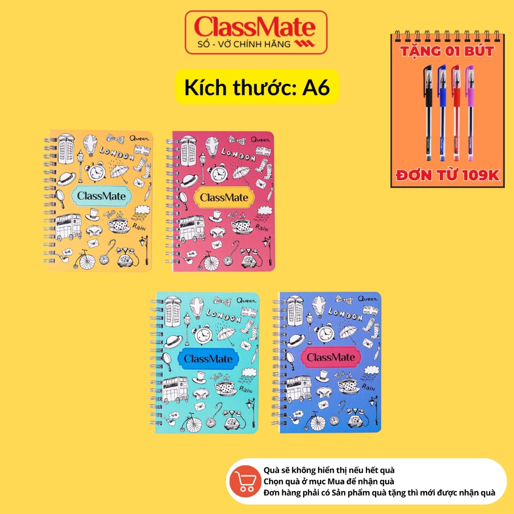 Sổ Lò Xo Kẻ Ngang 200 Trang Sổ A6 Bìa London 70gsm Sổ Tay Ghi Chép Classmate Vở Lò Xo Nhật Ký ...