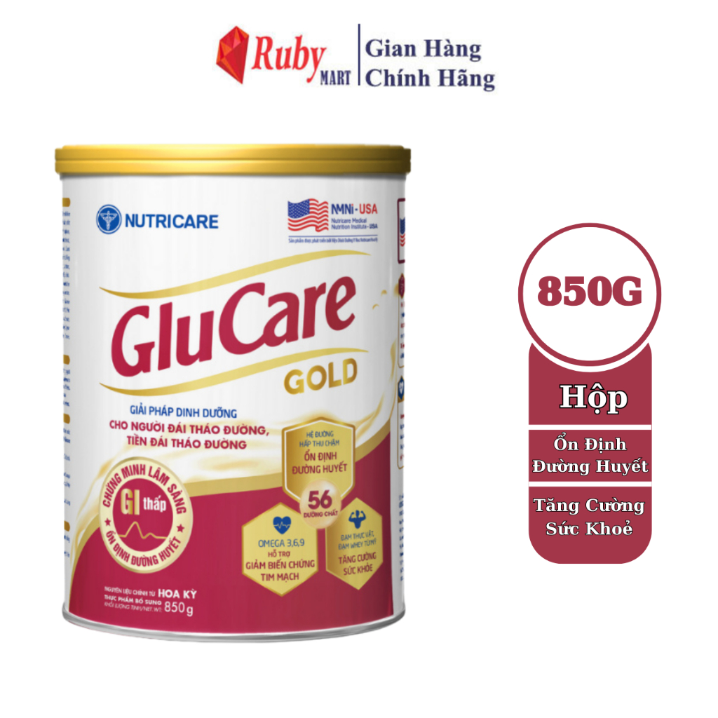 [Date T03/27] Sữa Bột Nutricare GLUCARE GOLD 850G Giúp Cân Bằng Đường Huyết Hỗ Trợ Người Đái ...
