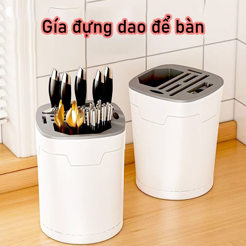 Giá để dao xoay 360 độ dày đa chức năng đũa thìa xô đựng đồ tích hợp ...