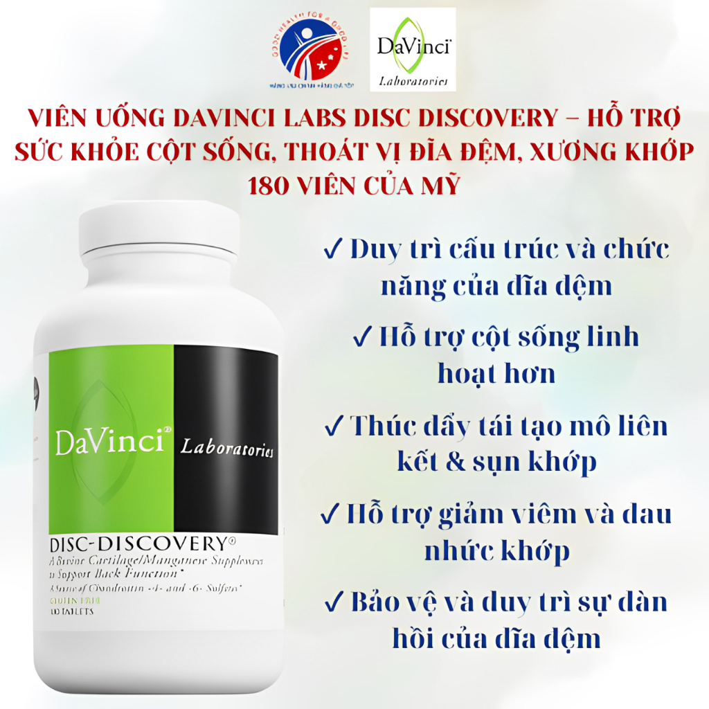 Viên Uống Davinci Labs Disc Discovery – Hỗ Trợ Sức Khỏe Cột Sống, Thoát Vị Đĩa Đệm 180 Viên Của ...