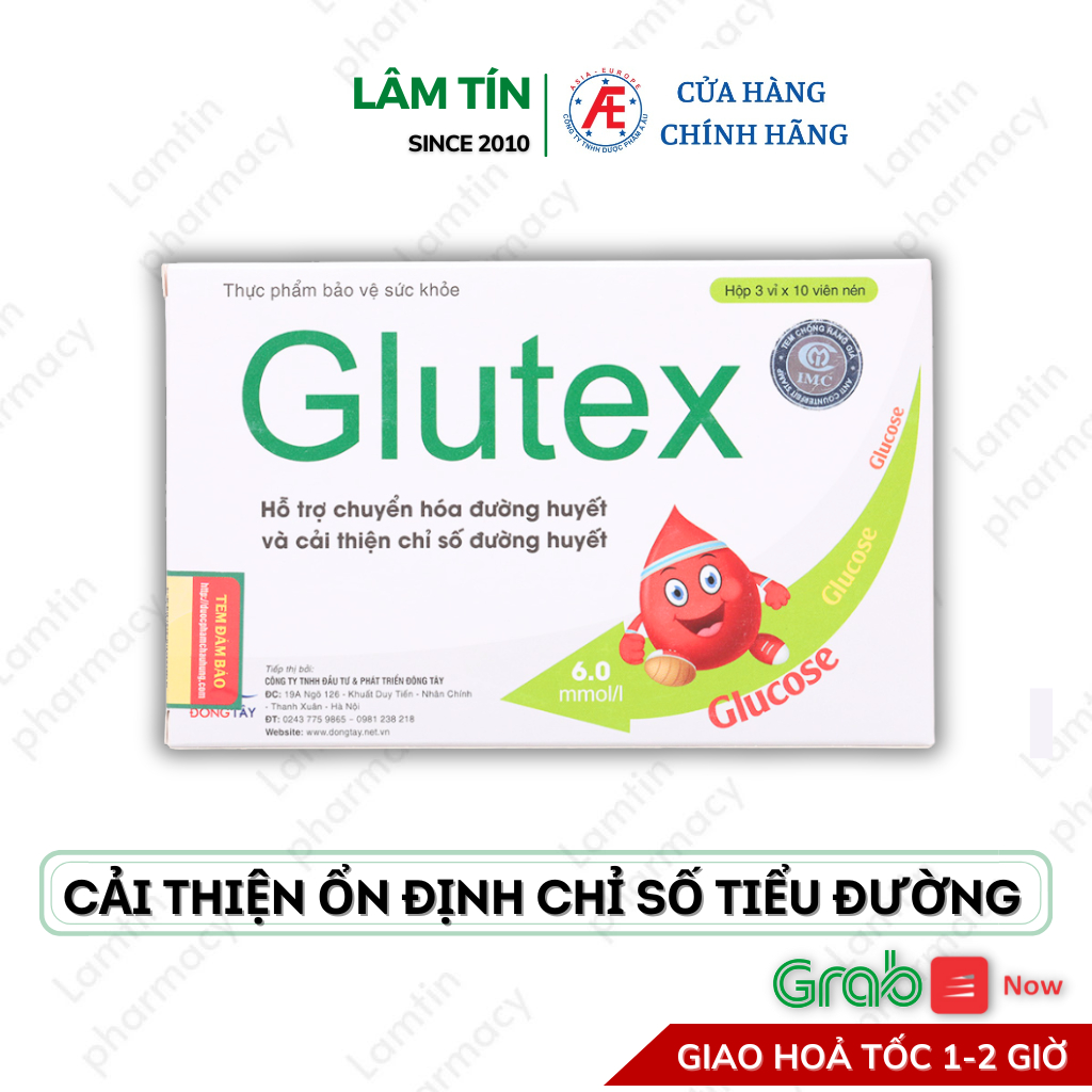 Glutex hỗ trợ hạ nhanh và ổn định đường huyết lâu dài hàng chính hãng ...