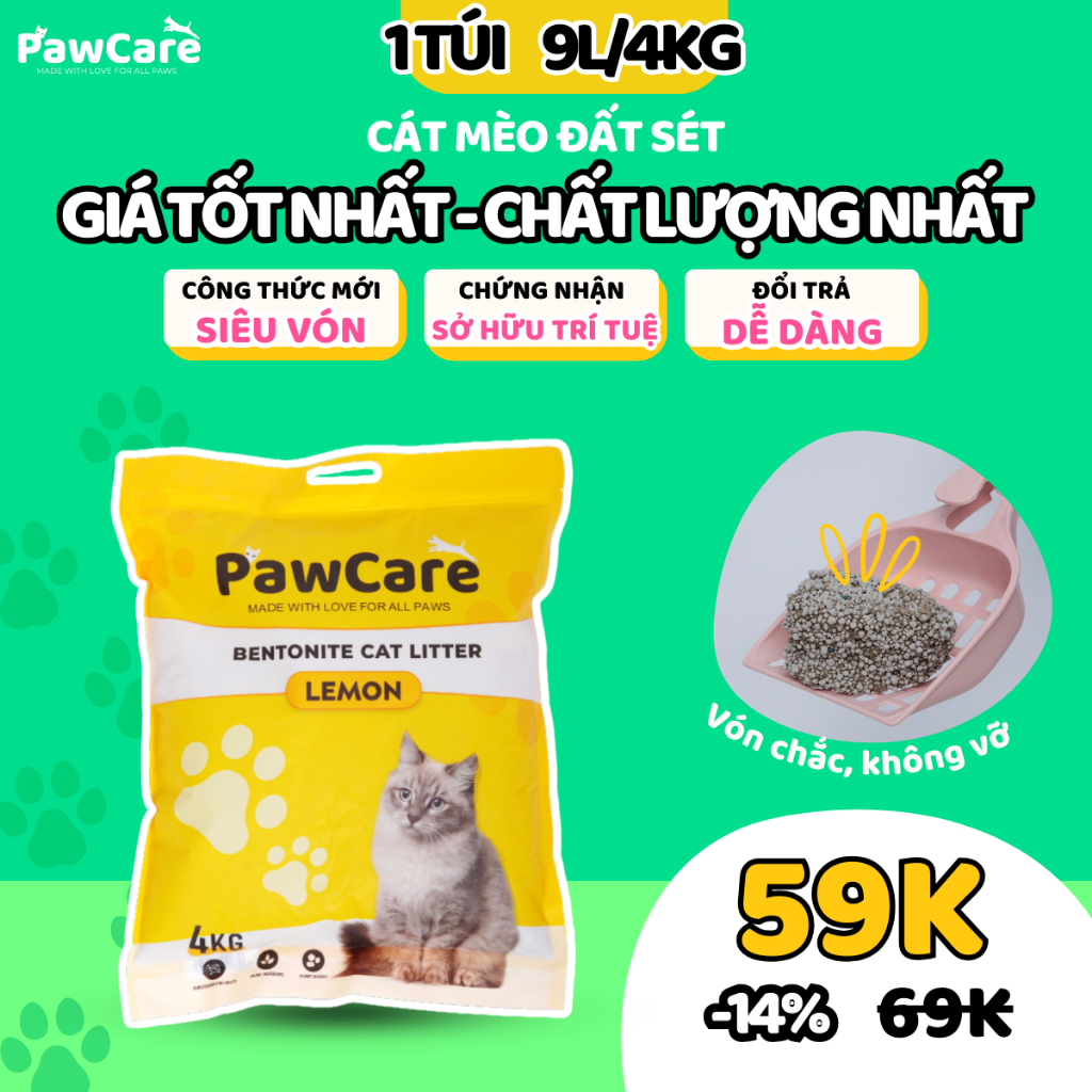 [AFFTAM8 - Giảm 20K] Mua nhiều giảm sâu - Cát mèo đất sét PawCare than hoạt tính, siêu vón, khử ...