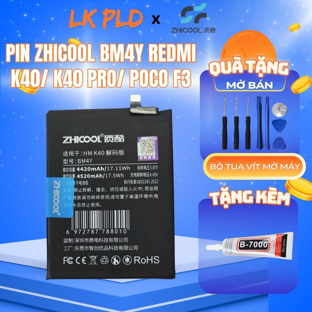 Pin Poco F3/ Pin K40/ Pin Redmi K40 Pro, Mã pin BM4Y, hãng Zhicool,Tặng ...
