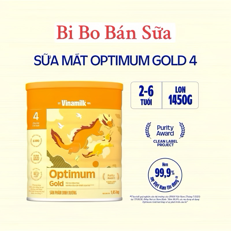 [HSD: T10-2026] Sữa Bột Vinamilk Optimum Gold Số 4 Lon 1,450g [2-6 Tuổi] | Shopee Việt Nam