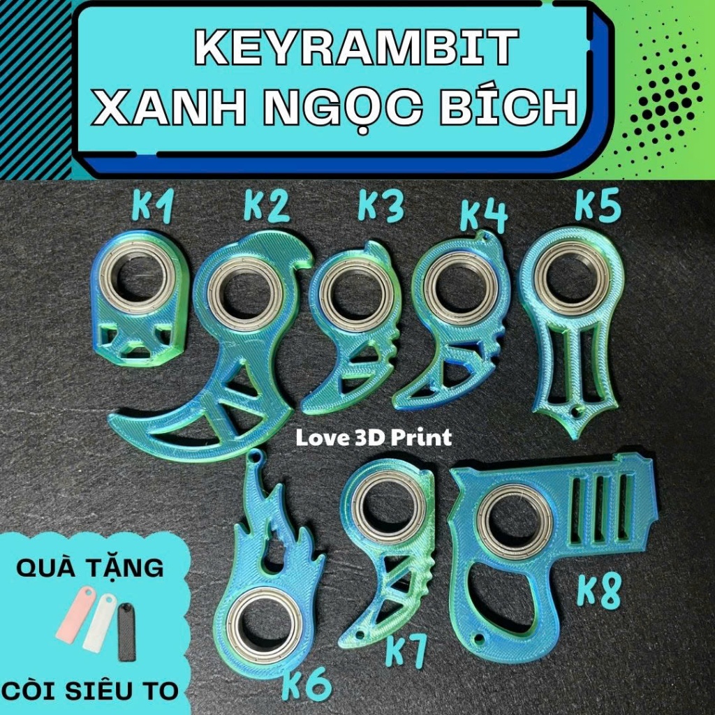 Bộ sưu tập Móc Khóa Xoay KEYRAMBIT XANH NGỌC BÍCH LẤP LÁNH độc đáo, xả ...