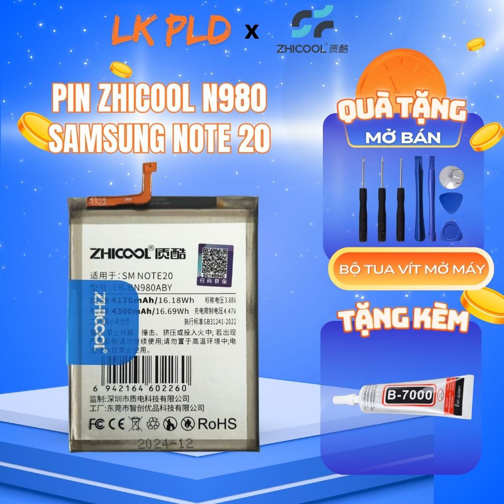 Pin Samsung Note 20 Zhicool, Pin Samsung Note 20 4300mAh, Tặng kèm bộ ...