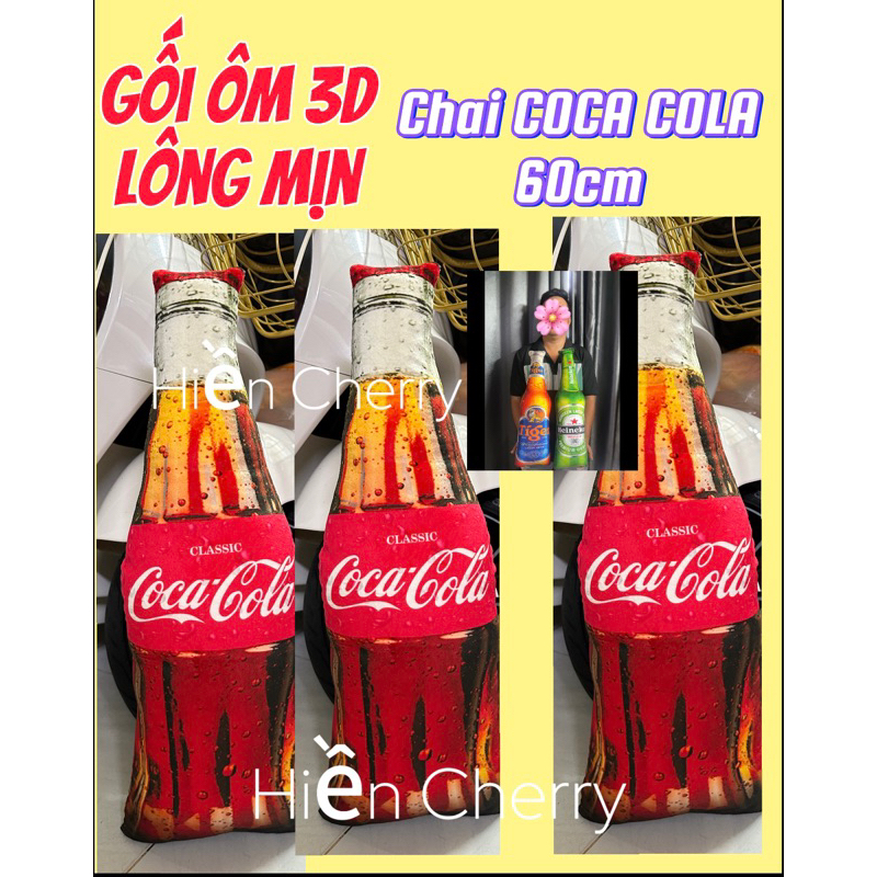 ☘️(HOẢ TỐC-SẴN KHO)☘️60cm GỐI ÔM 3D LOẠI 1 HÌNH CHAI COCA COLA-STING ...