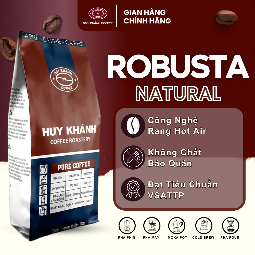 Cà phê Robusta natural rang mộc 100% hượng vị đậm đà, đắng ngọt sâu ...