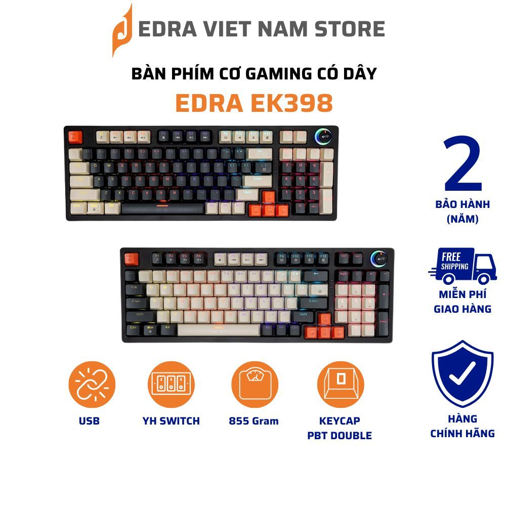 BÀN PHÍM CƠ GAMING CÓ DÂY EDRA EK398 ALPHA - BETA CHÍNH HÃNG | Shopee ...