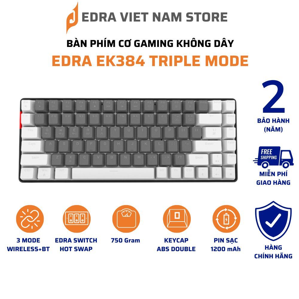 BÀN PHÍM CƠ GAMING KHÔNG DÂY EDRA EK384 Triple Mode - Alpha CHÍNH HÃNG ...