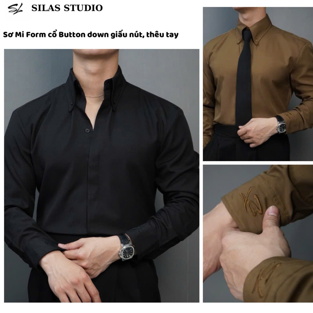 (Form Tôn Vai) Áo Sơmi Cổ Button Down SILAS Timothy Tay Dài Cotton Chéo ...