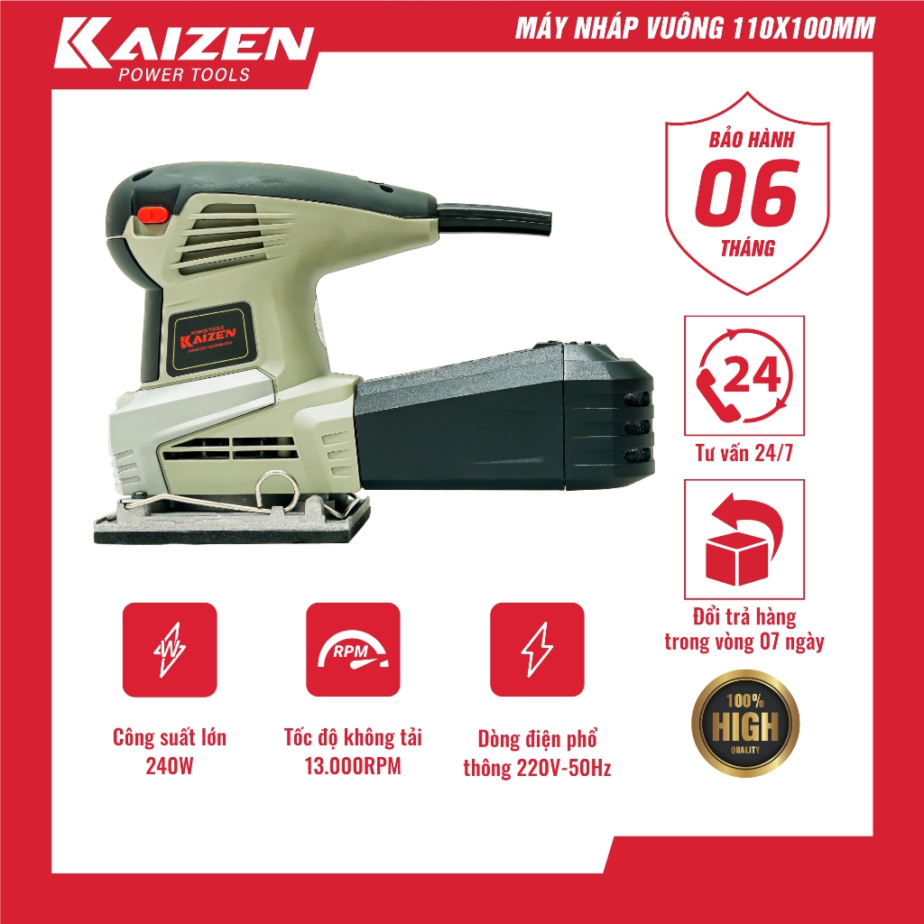 Máy chà nhám vuông Kaizen công suất 240W 110x100mm | Máy chà nhám Kaizen | Shopee Việt Nam