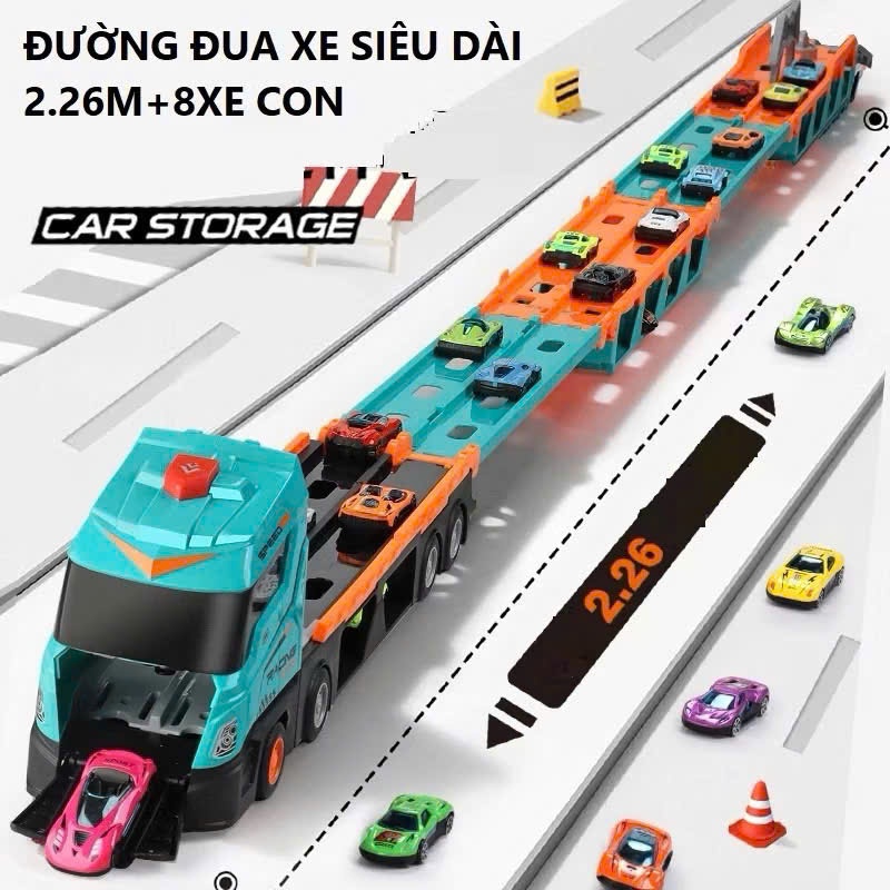 Đồ Chơi Oto Xe Tải 3 Tầng Kèm 6-8 Xe Mini Mô Hình Đường Đua Dài 1,65-2 ...