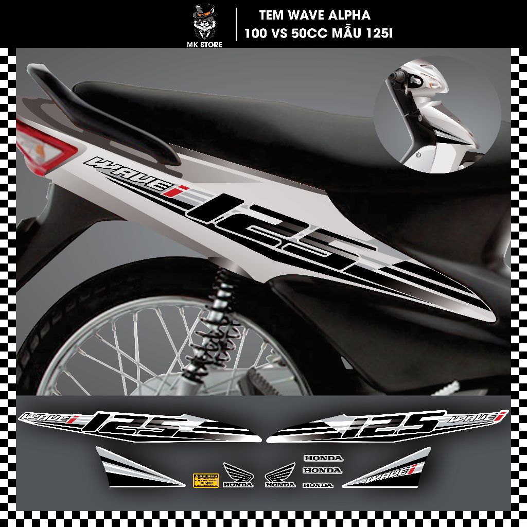 Tem Wave Alpha 100-50cc Mẫu 125i | Nhiều Lựa Chọn Màu Xe | Tem 3 Lớp ...