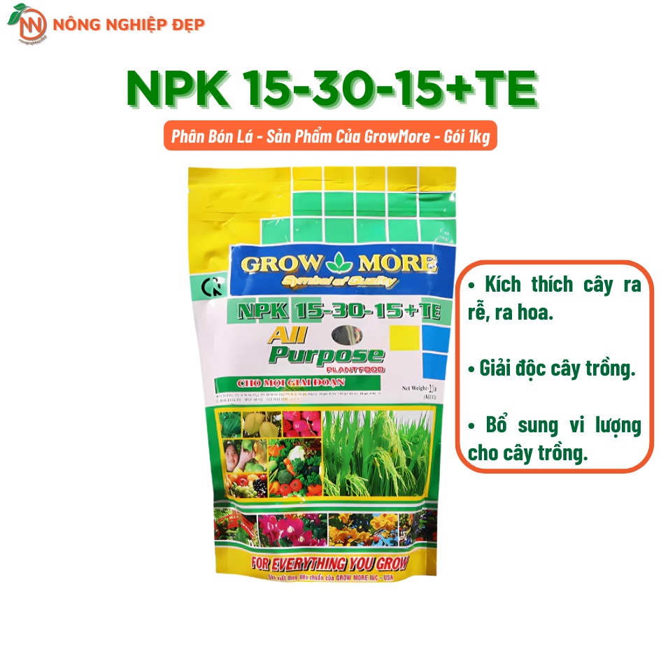 Phân Bón Lá NPK 15-30-15+ TE GrowMore - cho mọi giai đoạn cây trồng ...
