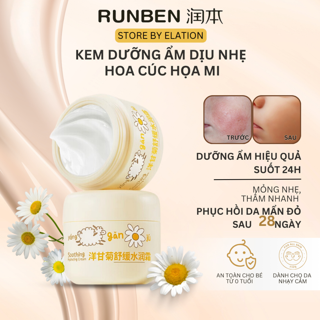 Kem Dưỡng Ẩm Cho Bé RUNBEN Hoa Cúc Hoạ Mi Làm Dịu Da Khô Ngứa Mẩn Đỏ Cấp Ẩm Sâu Cho Trẻ Trên 3 ...