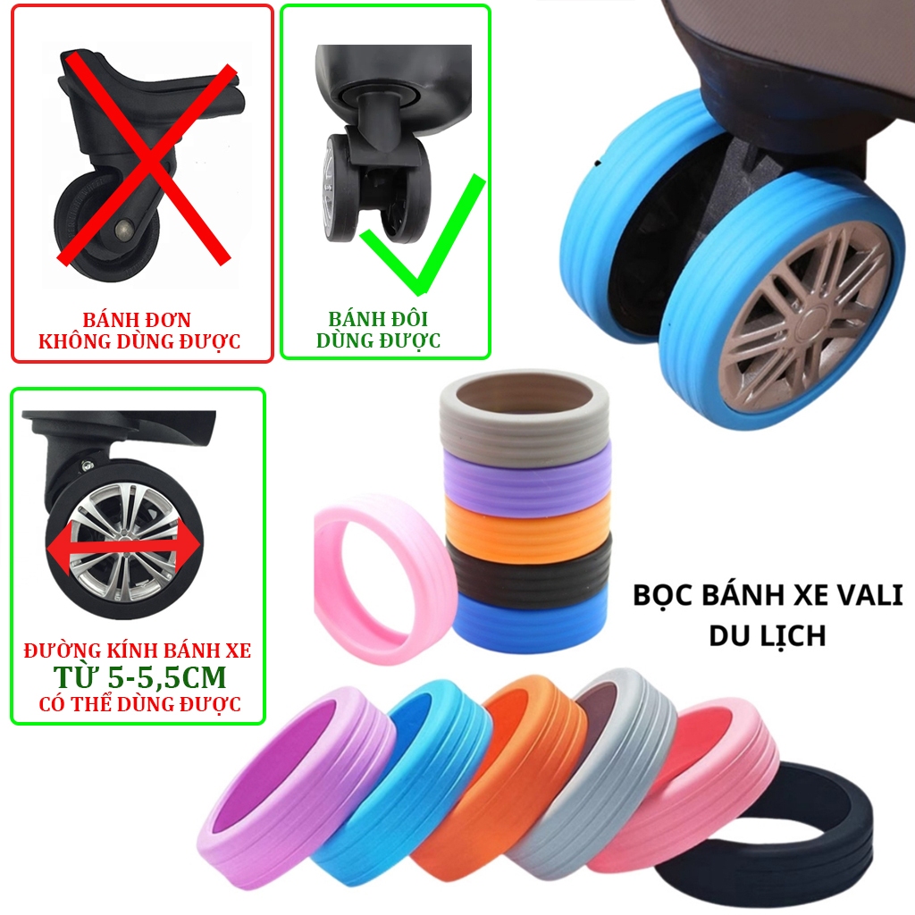 Bọc bánh xe vali hành lý bằng silicon giảm tiếng ồn chống mòn tiện dụng ...