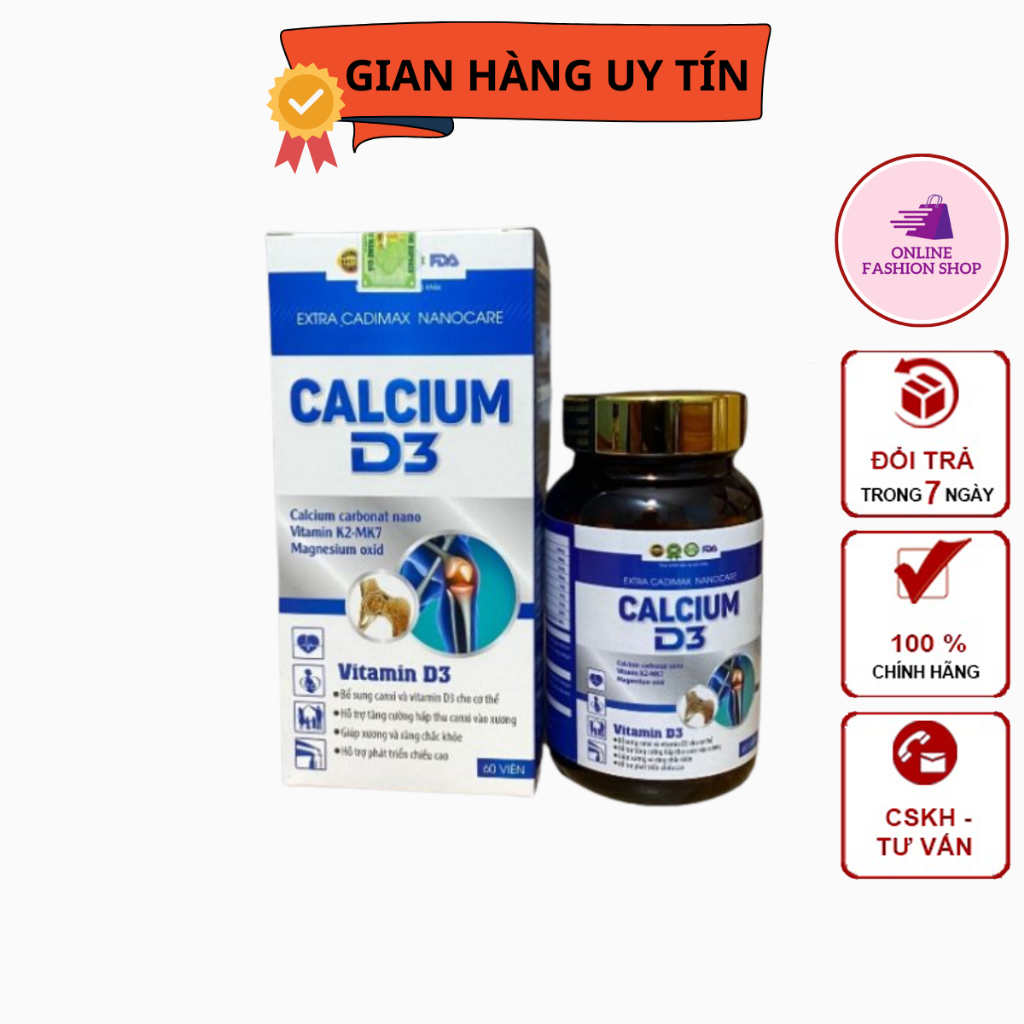 Viên uống Canxi hữu cơ tăng chiều cao CALCIUM D3 bổ sung Canxi, giúp ...