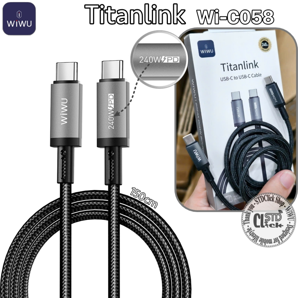 Cáp sạc nhanh Type C to Type C Wiwu Titanlink Wi-C058 240W và Wi-C057 60W - dây bọc dù | Shopee ...
