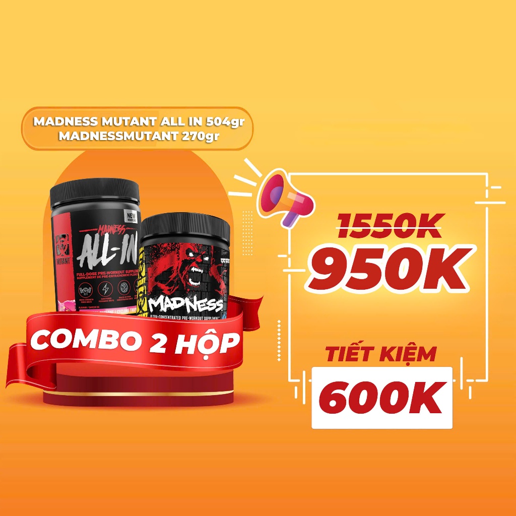 [Mua 1 Tặng 1] Bổ Sung Năng Lượng Pre-Workout Madness All-In Mutant 504G Tặng Mutant Madness ...