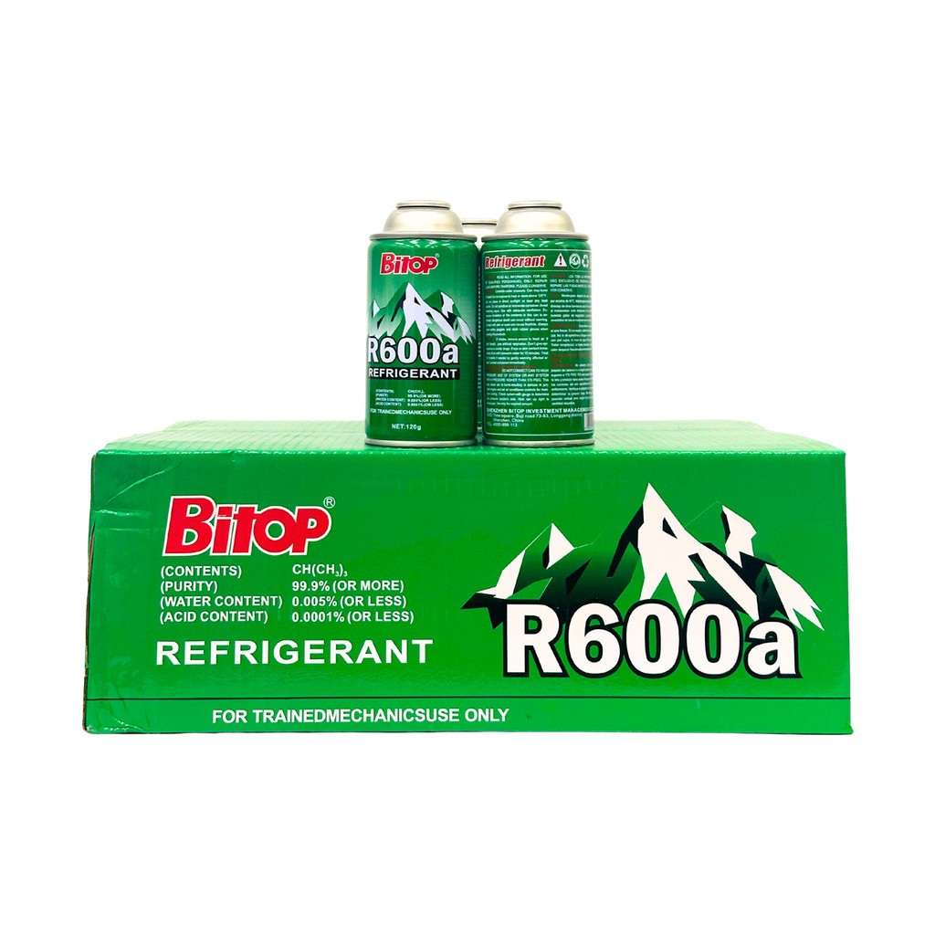 Gas lon R600A BITOP (trọng lượng gas chuẩn 120gr, 1 lon dùng được cho 2 ...