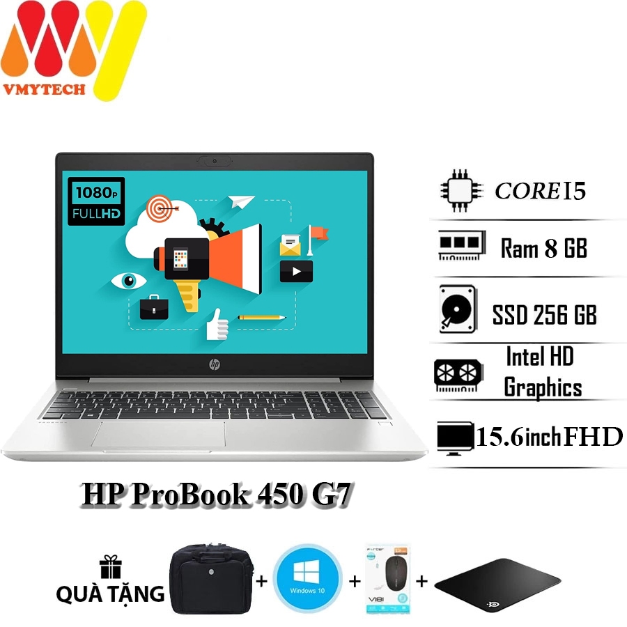 HP Probook 450 G7, Core i5-10210U, Ram 8GB, SSD 256GB, 15.6inch FHD, laptop văn phòng cấu hình ...
