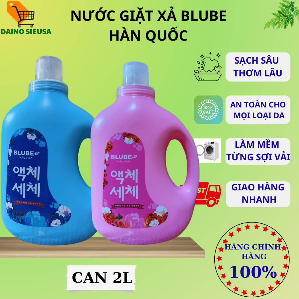Nước giặt xả Blube 5in1 Hàn Quốc can 2 lit, thơm lâu sạch sâu, bền màu ...
