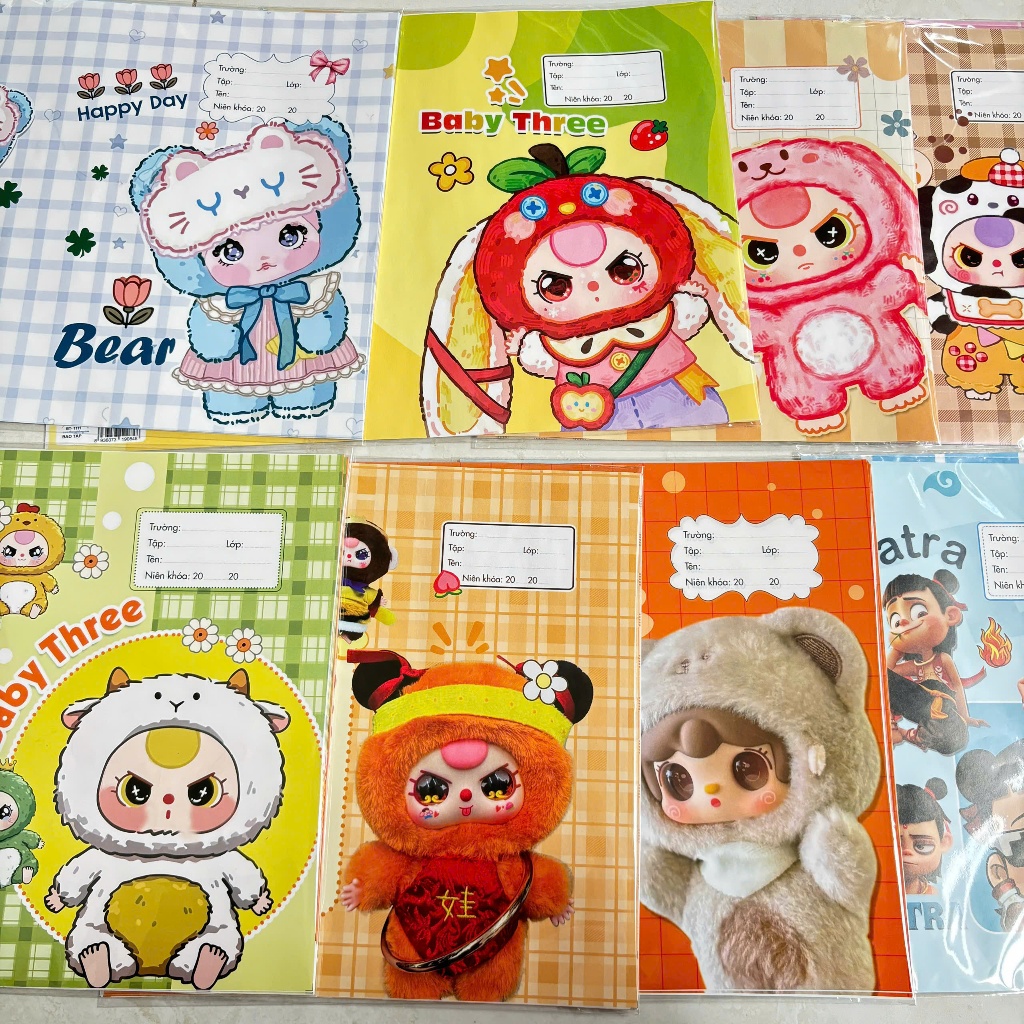 COMBO 10 Bìa bao vở BABY THREE HOT TREND, BAO TẬP DỄ THƯƠNG (24X35cm ...