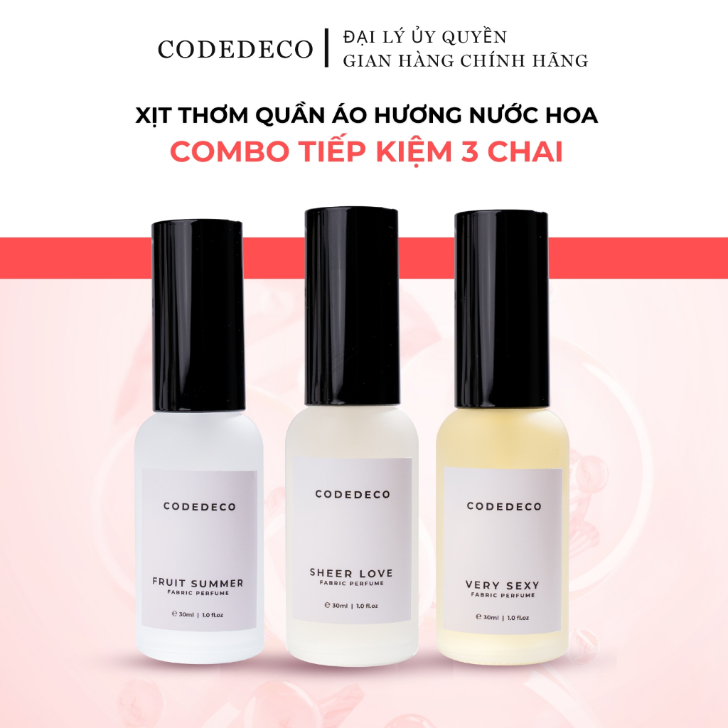 COMBO 3 chai xịt thơm hương nước hoa CODEDECO 30ml, 3 tầng hương, lưu ...
