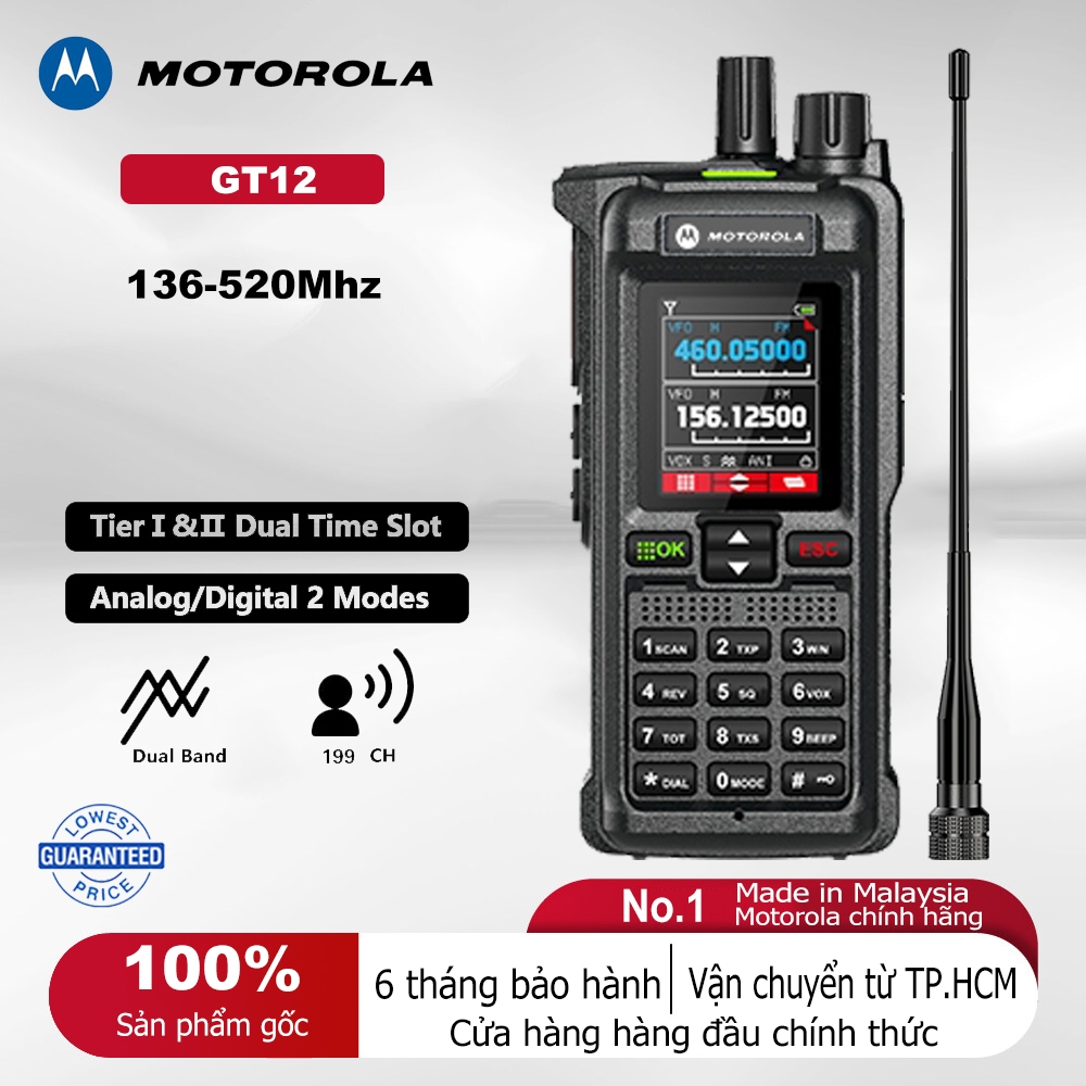 Bộ đàm Motorola GT12 Chống Nước khoảng cách 30-50km băng tần kép bảo ...