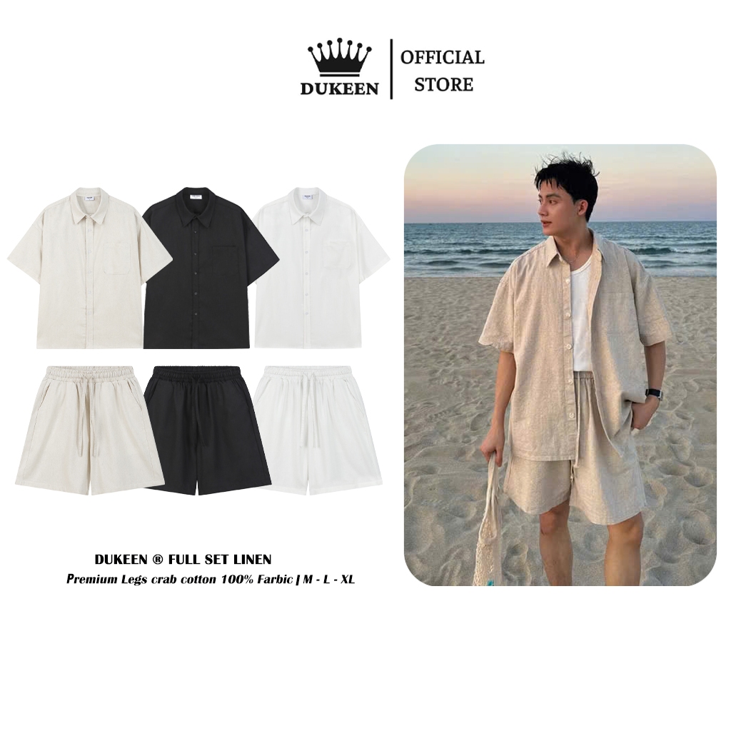Set Đũi Nam Gồm Áo + Quần DUKEEN, Bộ Nam Áo Sơ Mi Cộc Tay và Quần Short Đi Biển Mùa Hè DK083 ...