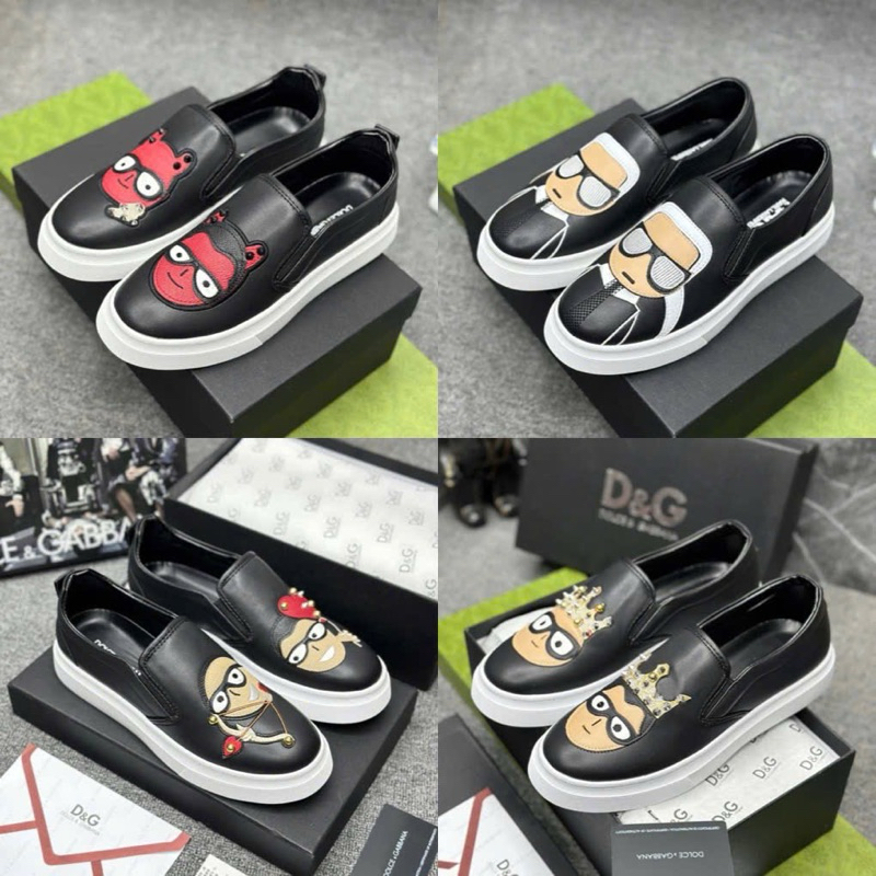 Giày slipon karl - giầy lười hình thêu nổi - giày slipon DG , đế cao su ...
