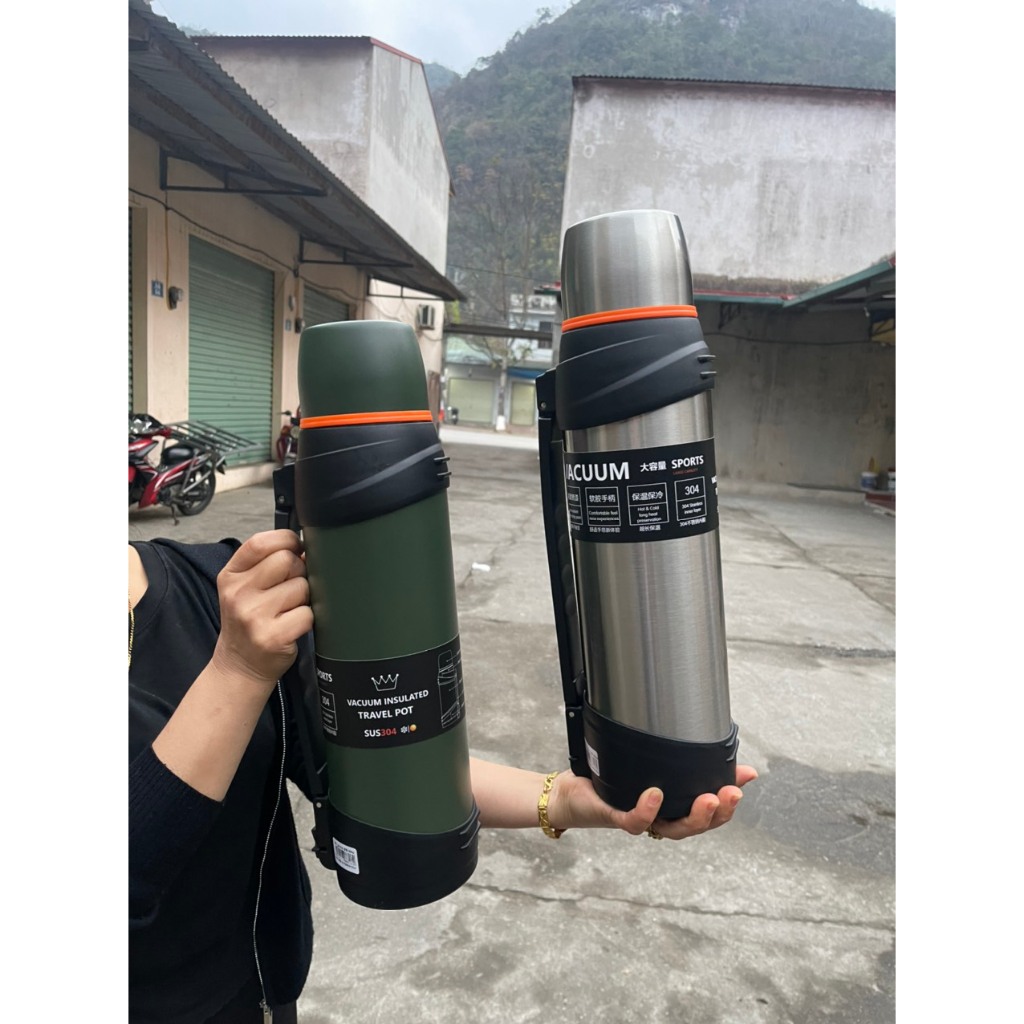 Bình giữ nhiệt cao cấp TRAVEL POT 24H inox 304 có dây xách dung tích 2000ml-2500ml GIỮ NHIỆT 24 ...