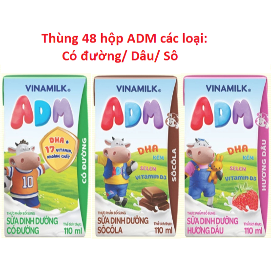 1 thùng Sữa Dinh dưỡng Vinamilk ADM Gold có đường/ Ít đường/ Dâu ...