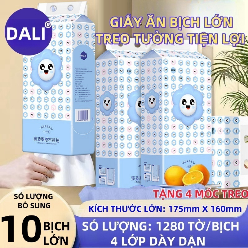 TOP Khăn giấy treo Dali rút phía dưới thùng 10 bịch lớn 1280 tờ bán ...