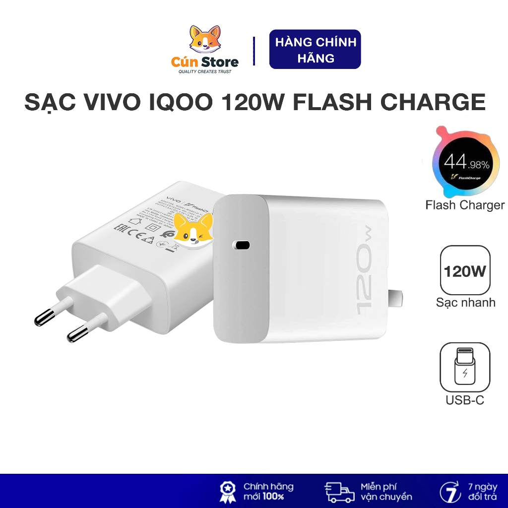 Bộ sạc Vivo iQOO 120W Flash Charge cho Vivo X100 Ultra, iQOO Neo 9, Neo 10 Pro zin | Bảo hành ...