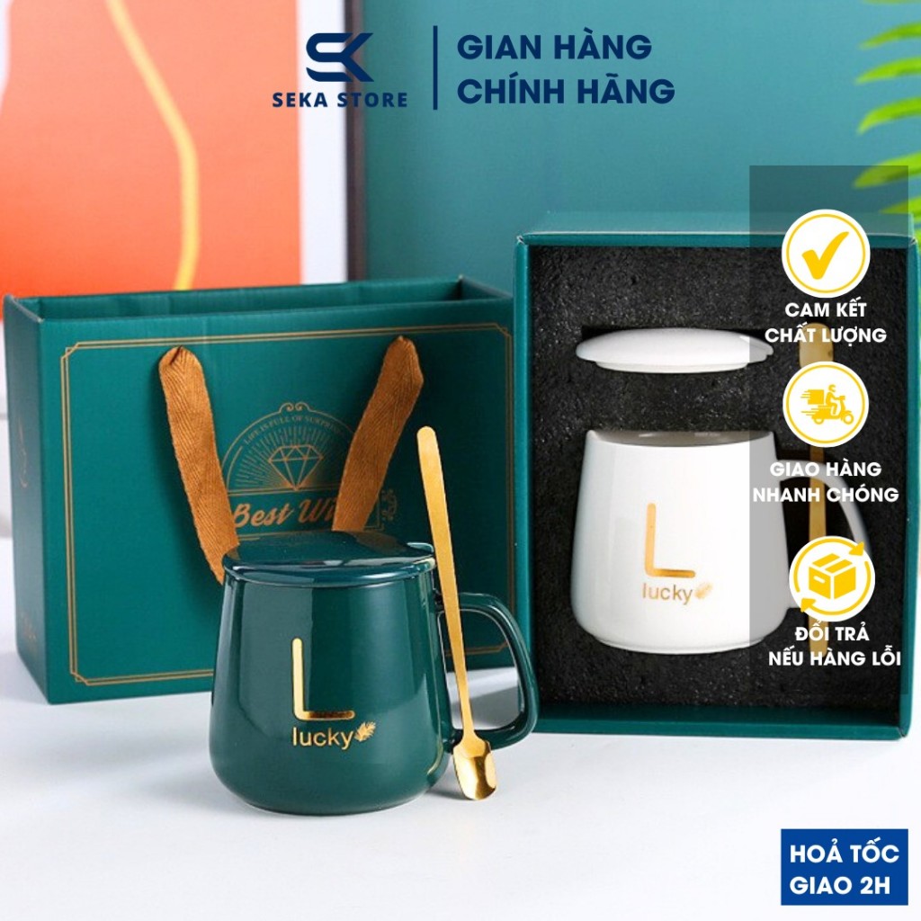 Hộp Cốc Quà Tặng Lucky 410ml Kèm Hộp Quà Quai Xách Sang Trọng CS009 | Shopee Việt Nam