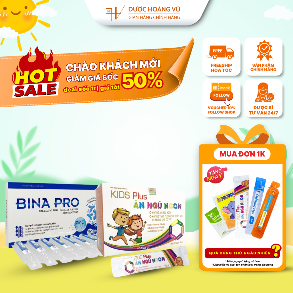 [ COMBO QUÀ XỊN] Combo mau ăn chóng lớn - KIDS PLUS Ăn Ngủ Ngon + BINA ...